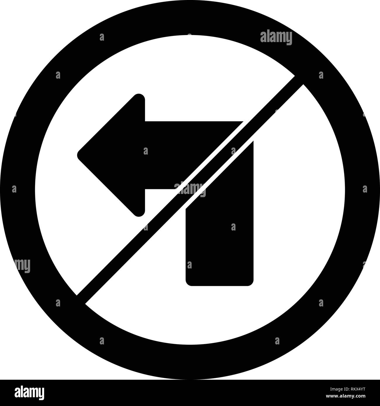 Vector No left turn Icon Sign Icon Vector Illustration For Personal And ...