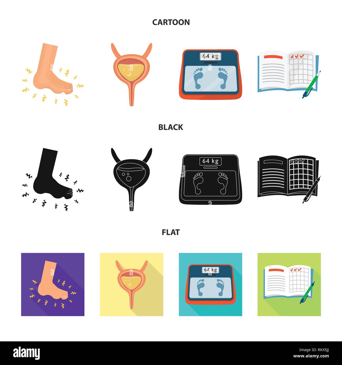 Vector illustration of diet and treatment icon. Collection of diet and ...
