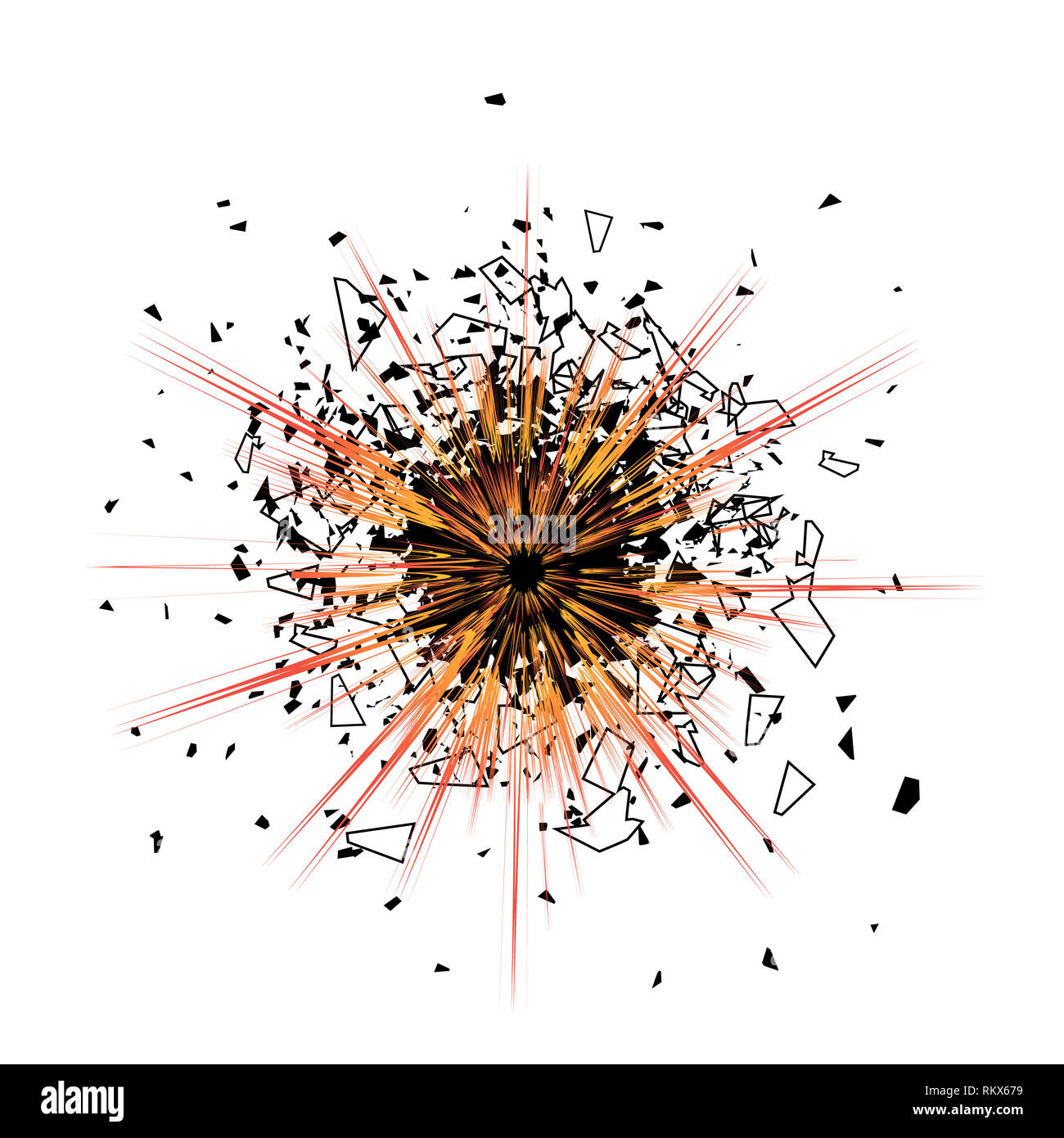 Explosion Cloud of Black Pieces on White Background. Sharp Particles ...