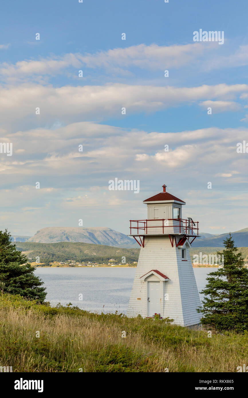 Lighthouse at Woody Point on Bonne Bay with Norris Point in the ...