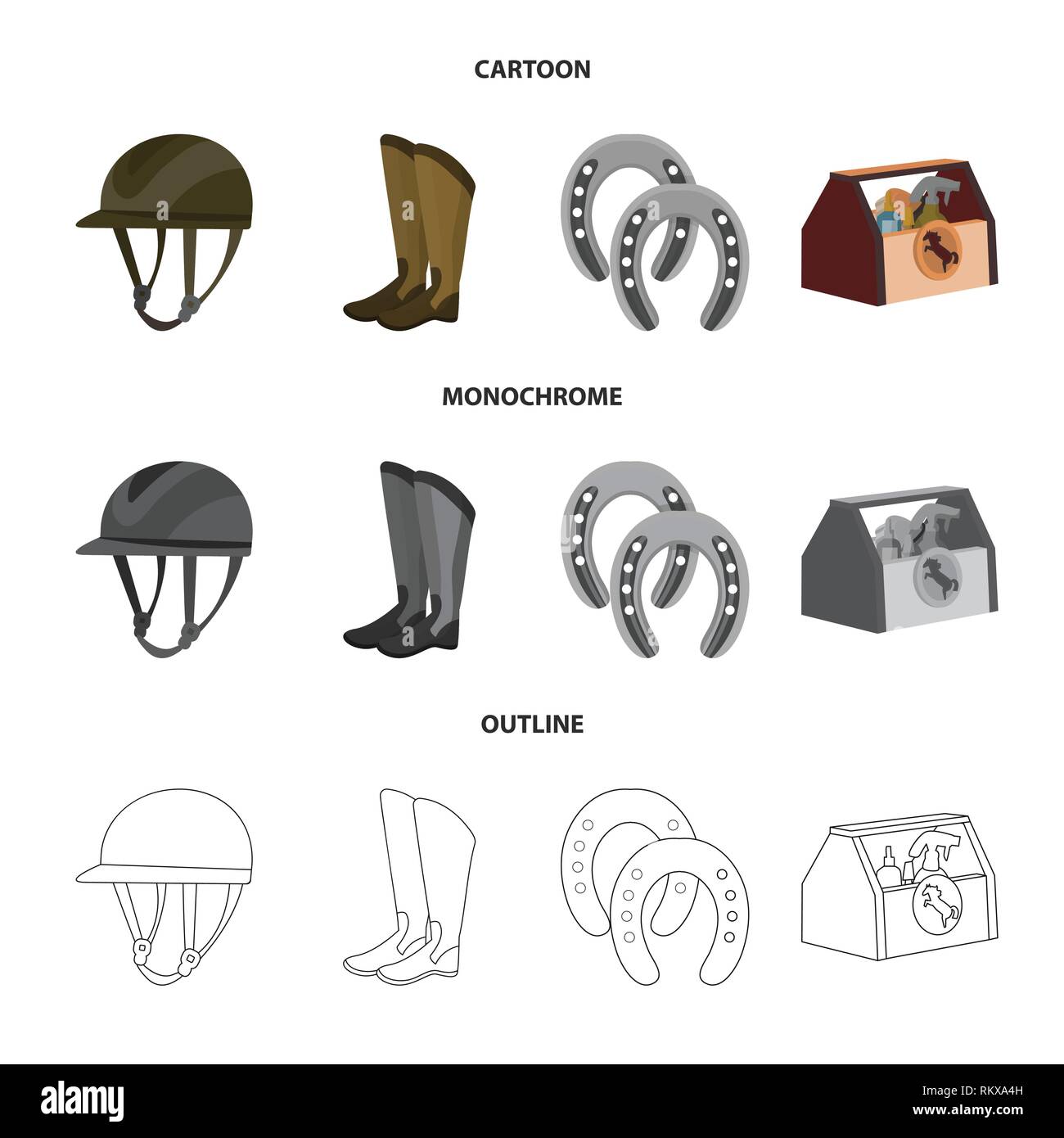Vector illustration of equipment and riding logo. Collection of ...