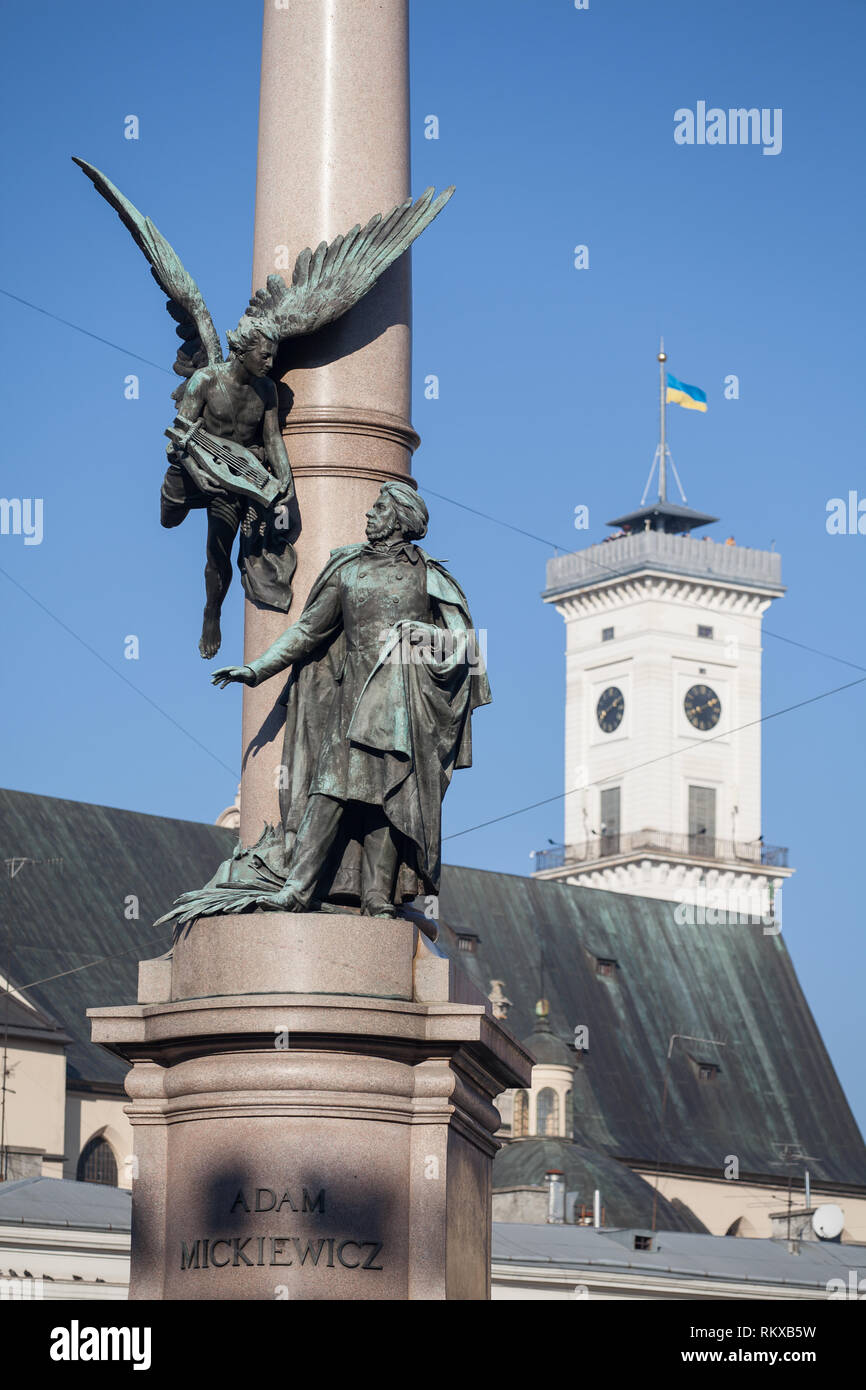 Monument to Adam Mickiewicz in Lviv, Ukraine, built in 1904, designed ...