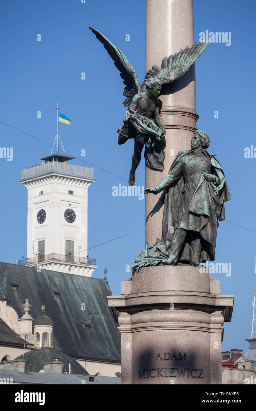 Monument to Adam Mickiewicz in Lviv, Ukraine, built in 1904, designed ...