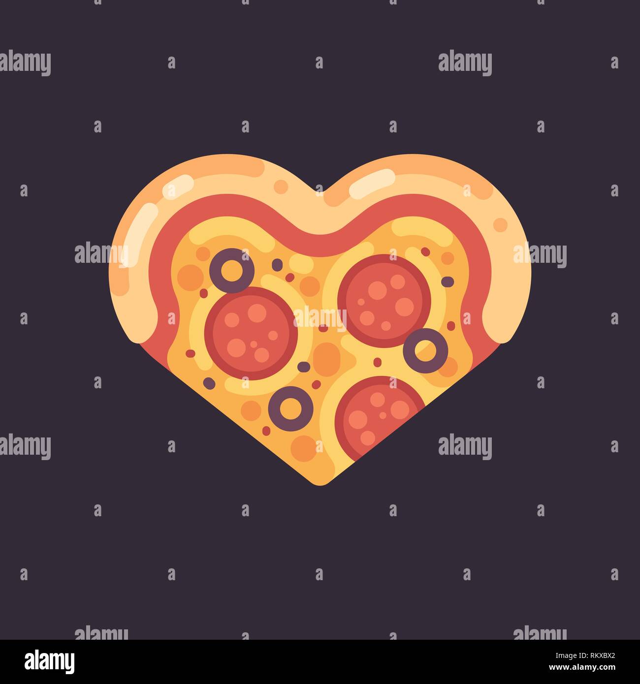 Heart shaped pizza flat icon Stock Vector Image & Art - Alamy
