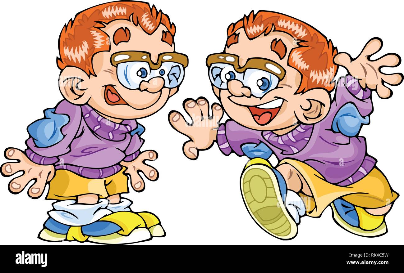 The illustration shows the different positions of a small boy in ...