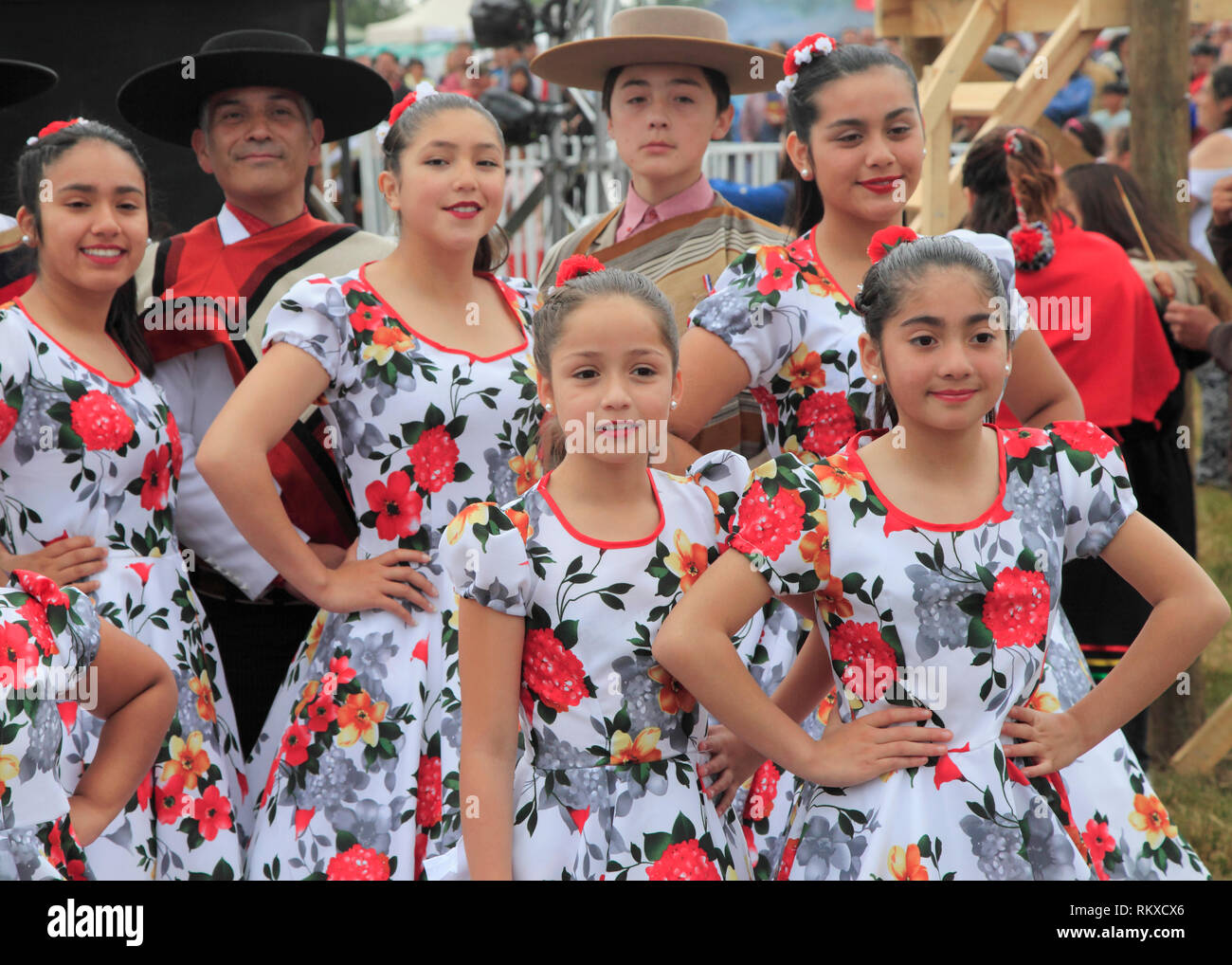 Chile, Lake District, Nueva Braunau, folklore festival, people Stock ...