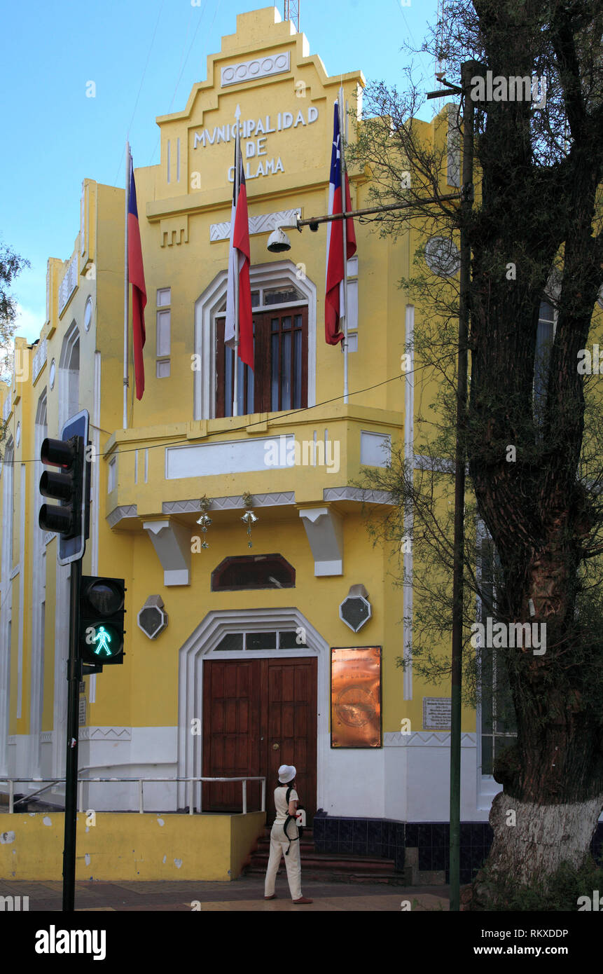 Chile, Antofagasta Region, Calama, City Hall, Municipalidad Stock Photo ...