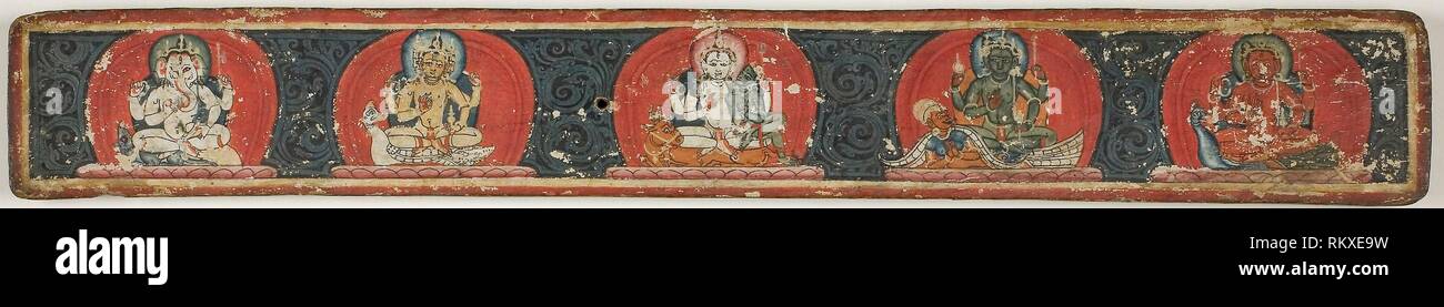 Hindu Manuscript Cover with Ganesha, Brahma, Shiva and Parvati, Vishnu ...
