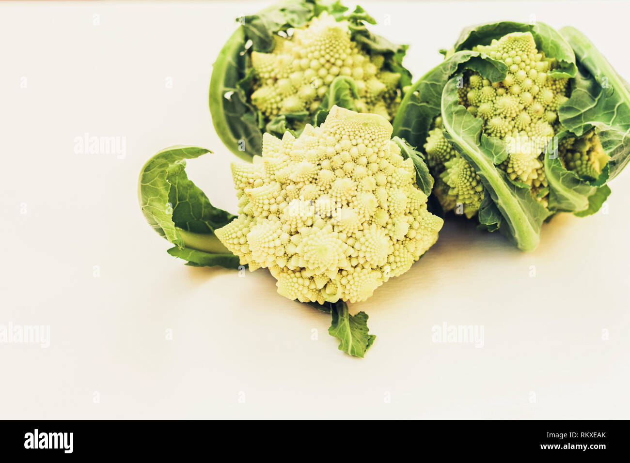 Romanesco (Brassica Oleracea), roman cauliflower isolated on white ...
