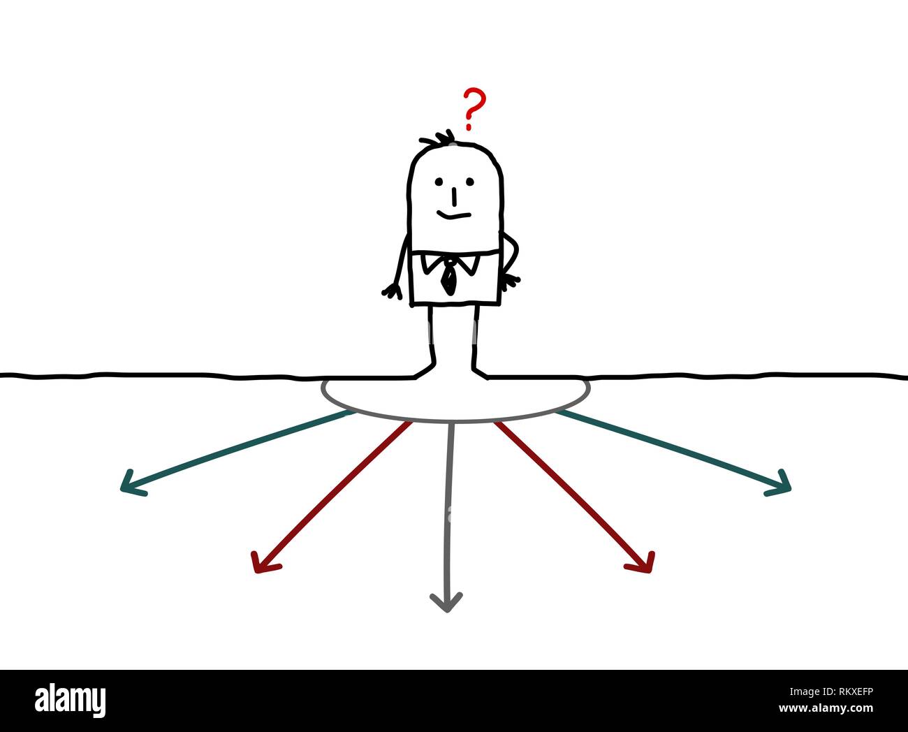 Cartoon businessman choosing direction Stock Vector Image & Art - Alamy