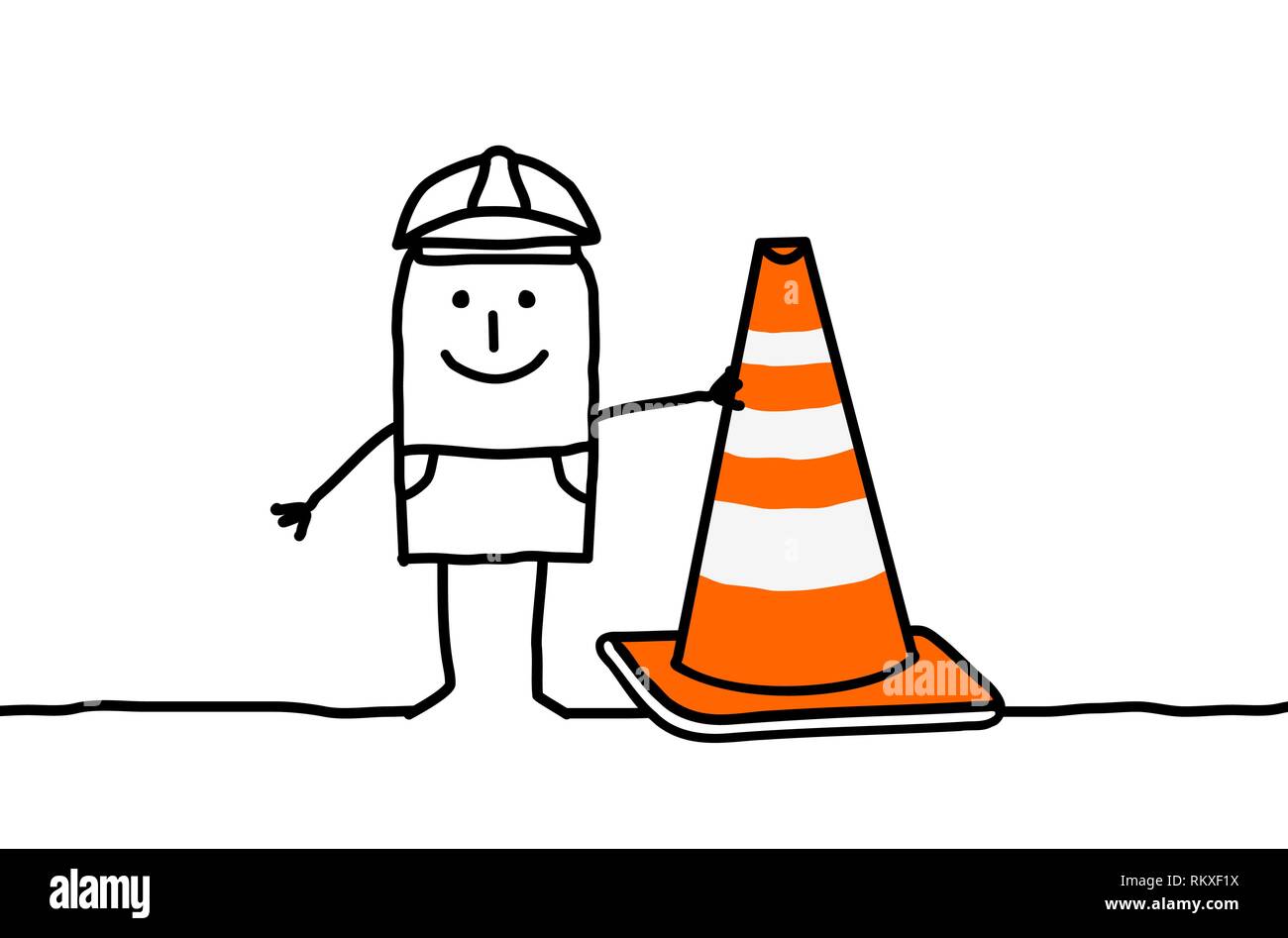 Cartoon worker and construction sign Stock Vector Image & Art - Alamy
