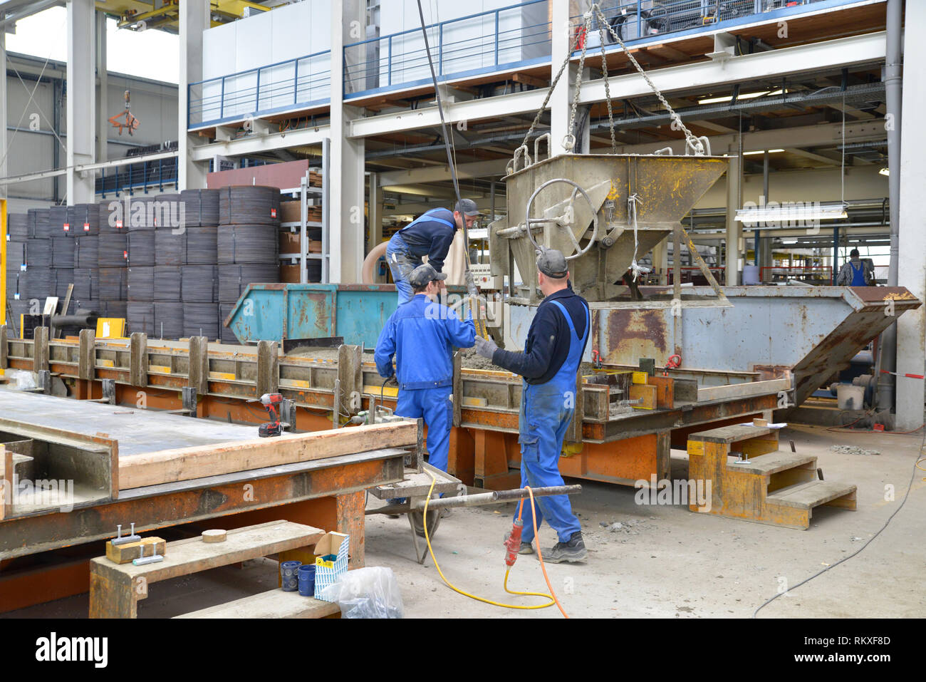 Berlin, Germany, february 28. 2012 - workers producing precast concrete ...