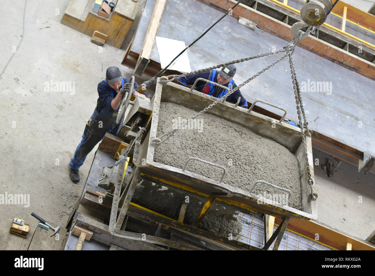 Berlin, Germany, february 28. 2012 - workers producing precast concrete ...