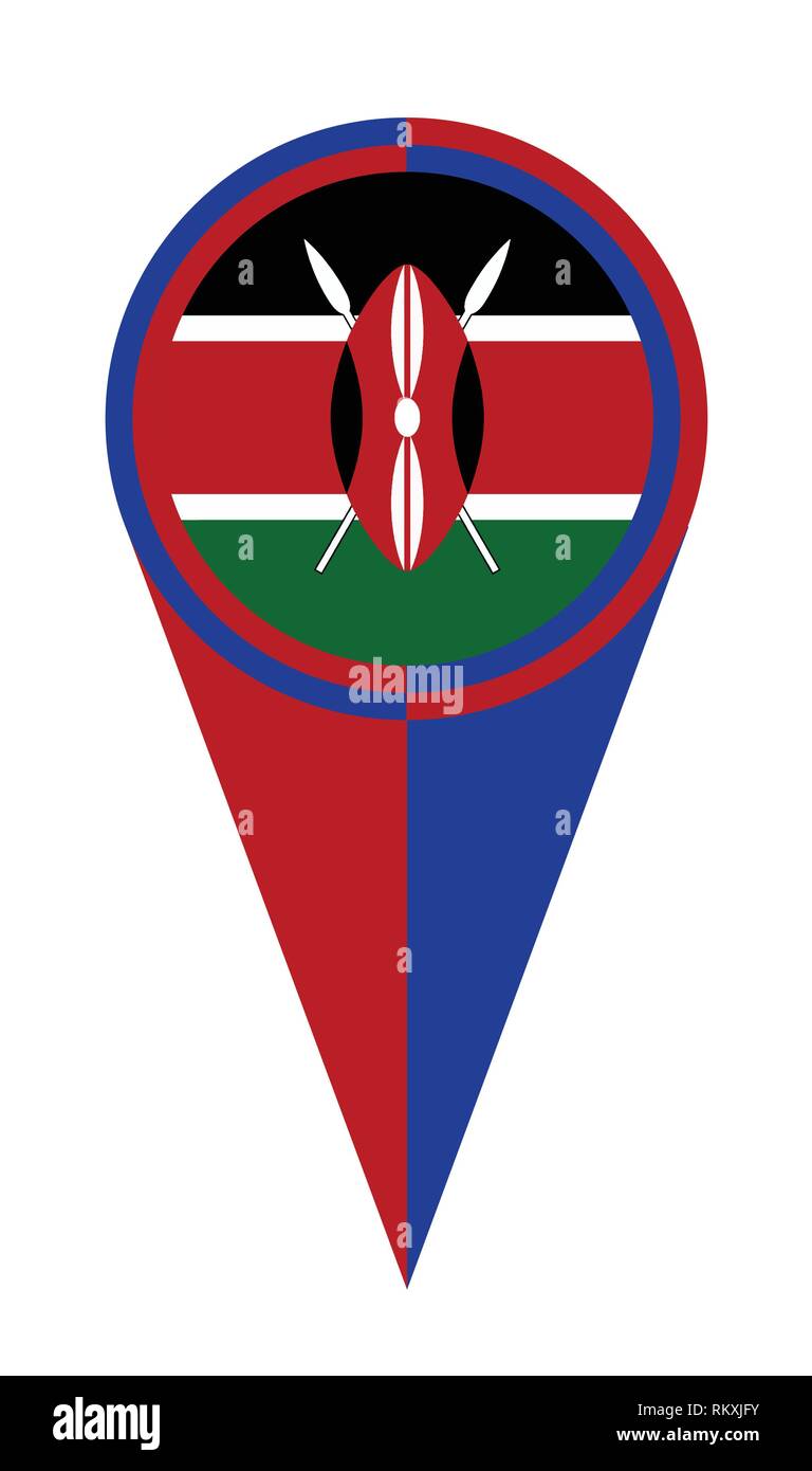 Kenya map pointer pin icon location flag marker Stock Vector Image ...