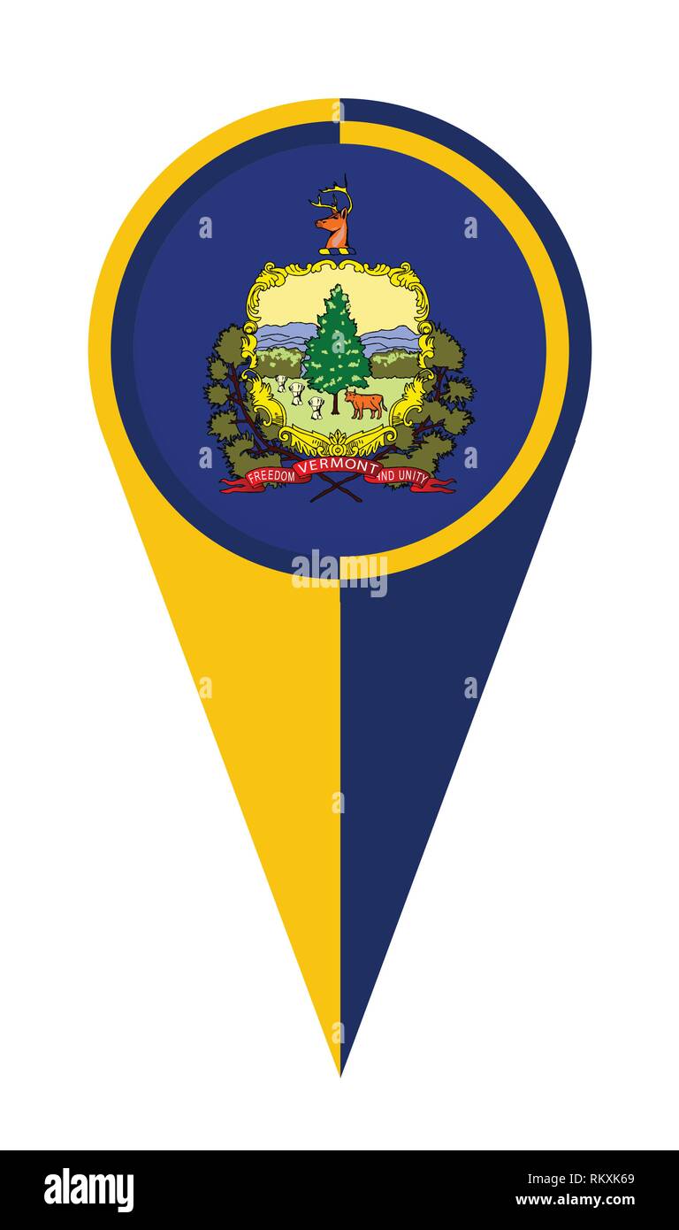 Vermont state map pointer pin icon location flag marker Stock Vector ...