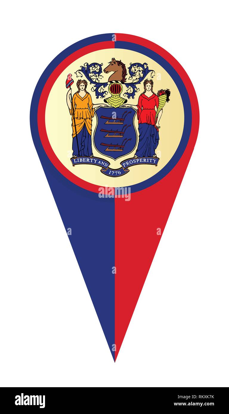 New Jersey state map pointer pin icon location flag marker Stock Vector ...