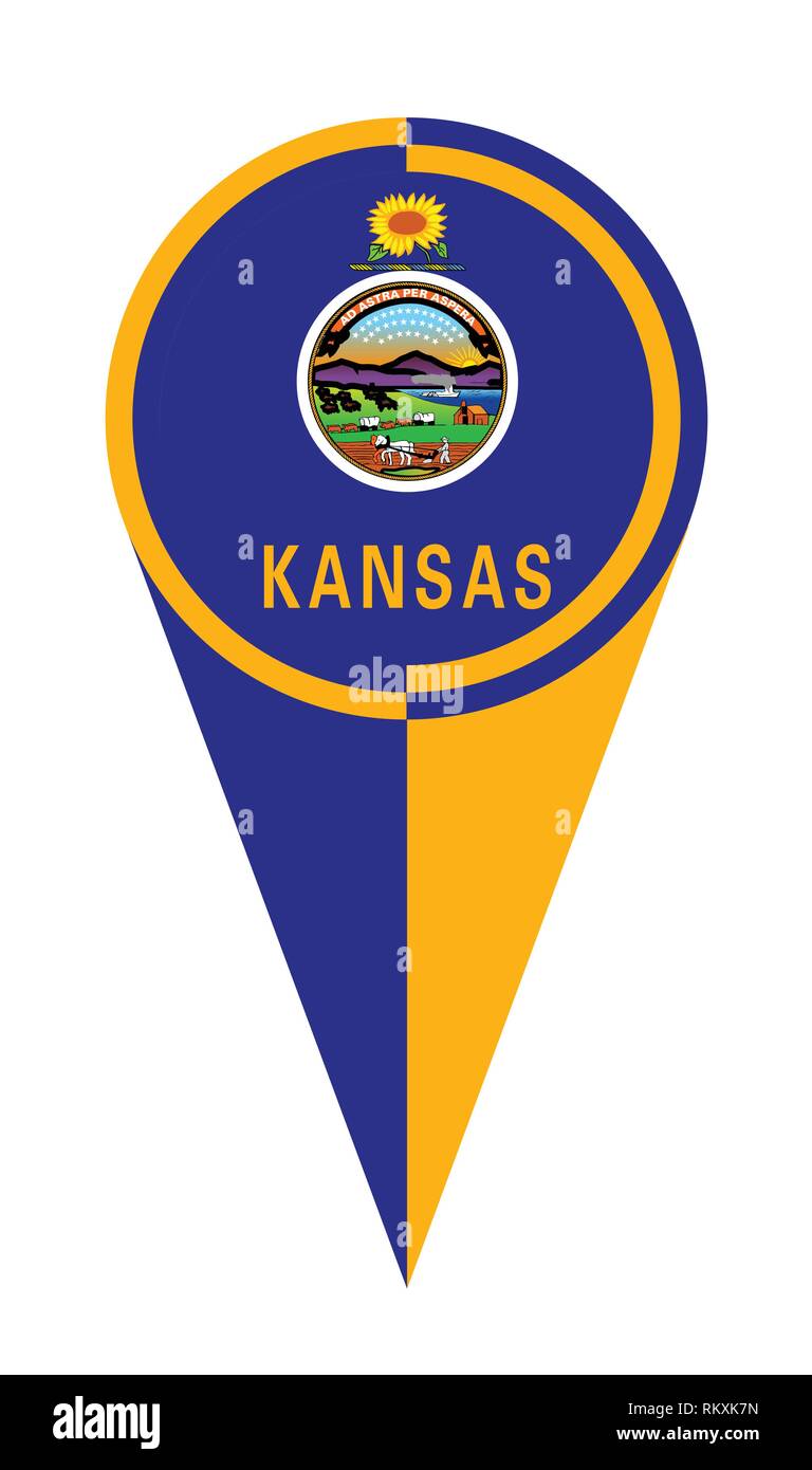 Kansas state map pointer pin icon location flag marker Stock Vector ...
