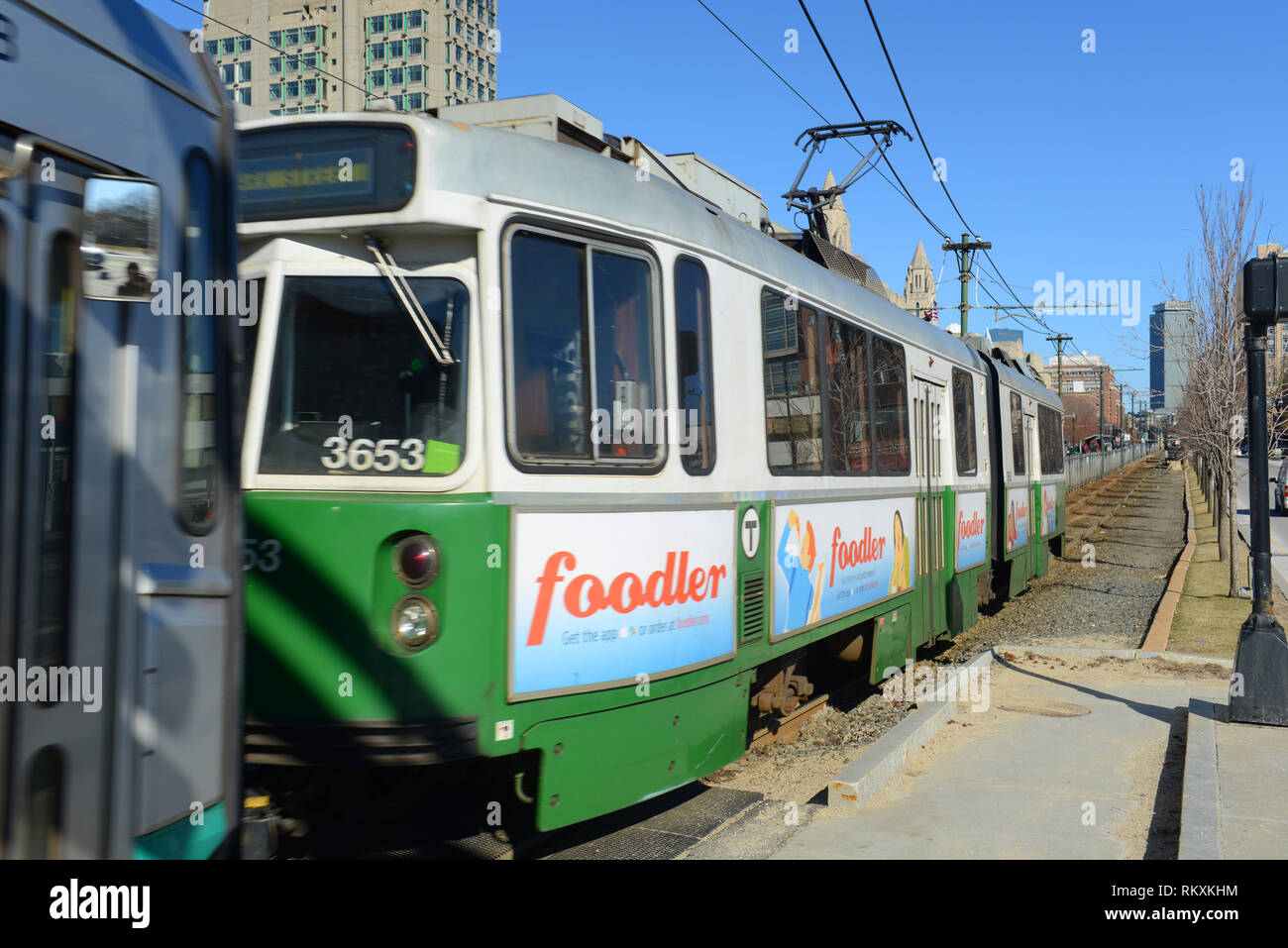 Boston Metro MBTA Kinki Sharyo Type 7 Green Line at Boston University ...