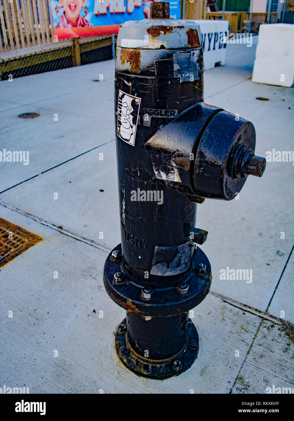 Black and rusty fire Hydrant on the street of Brooklyn Stock Photo - Alamy