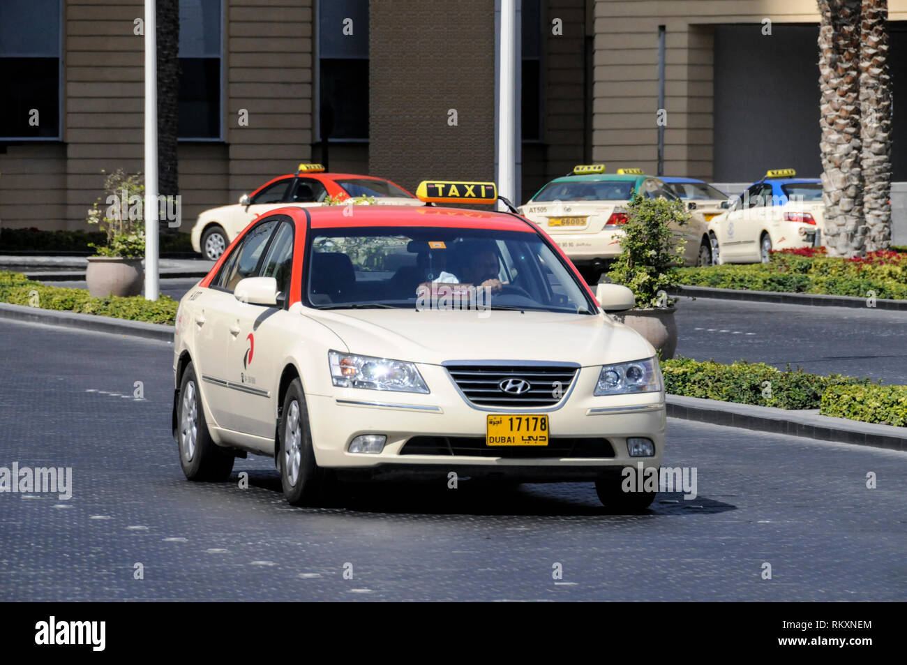 One of the many Dubai taxis in Dubai in the United Arab Emirates, (UAE ...