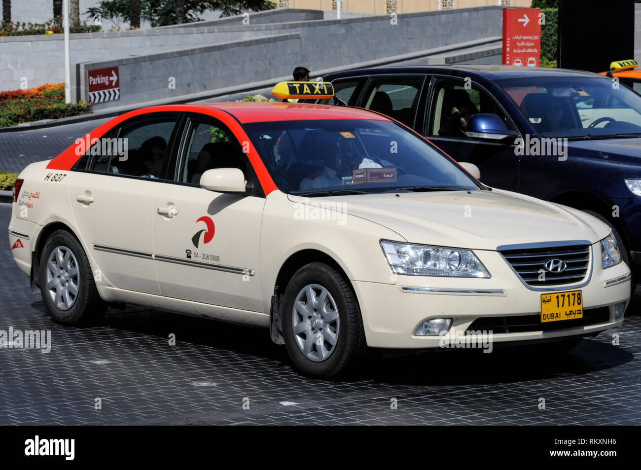 One of the many Dubai taxis in Dubai in the United Arab Emirates, (UAE ...