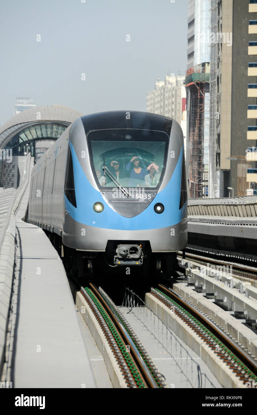 The driverless Dubai Metro is in service in Dubai in the United Arab ...