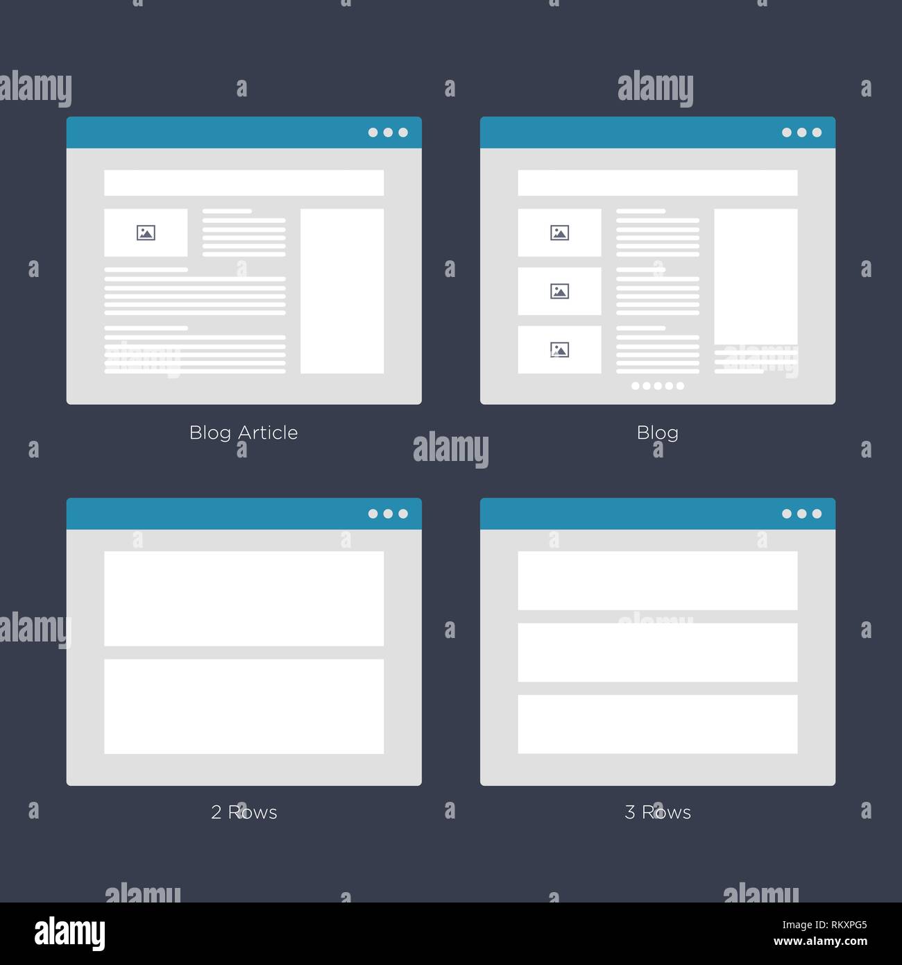 Website Wire frame Layouts UI Kits for Site map and Ux Design Stock ...