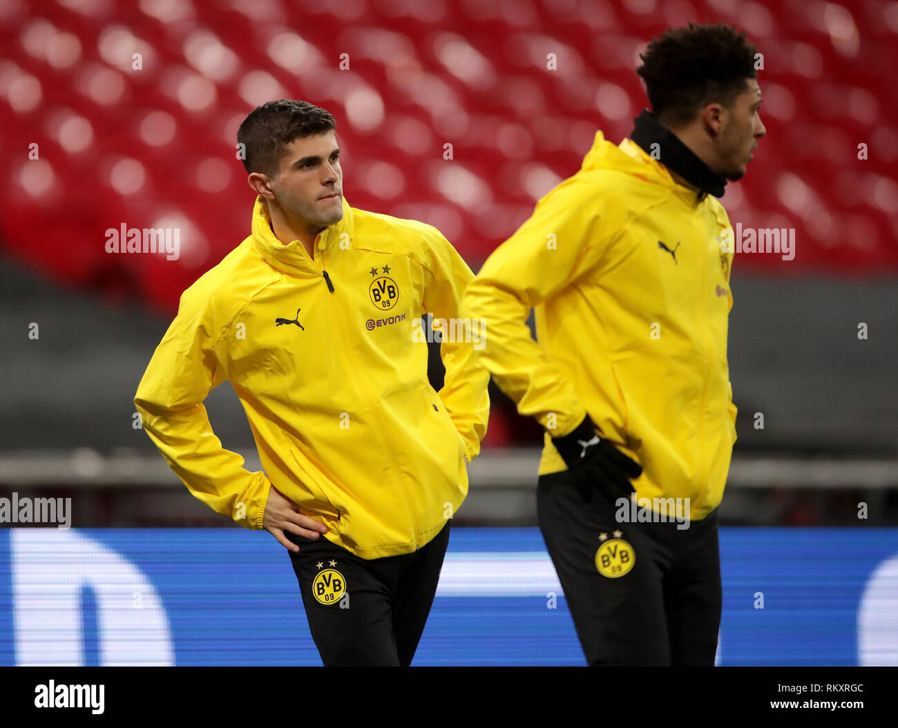 Borussia Dortmund's Christian Pulisic (left) during a training session ...