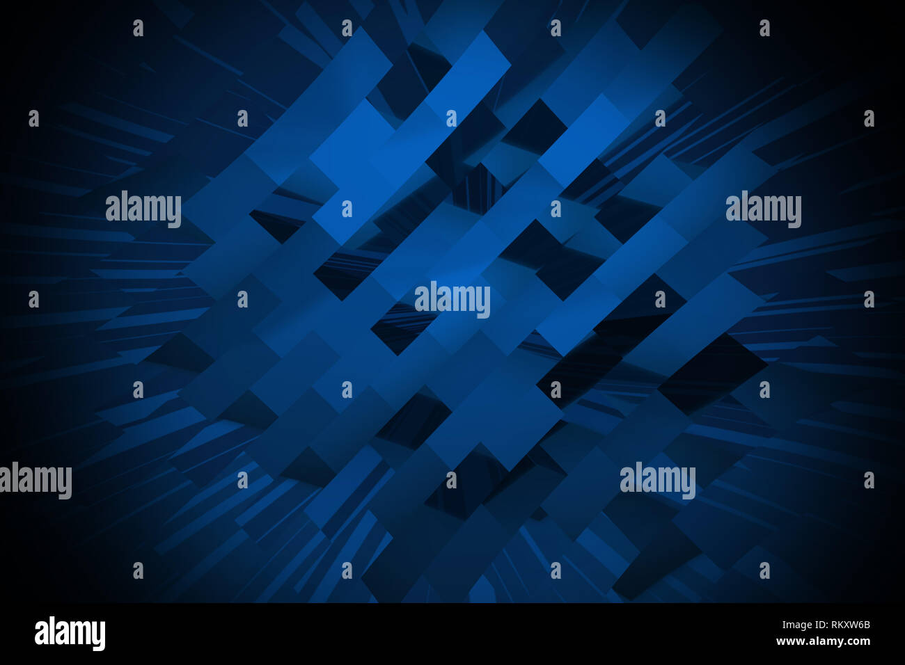 Abstract 3d illustration of blue boxes background, technological theme ...