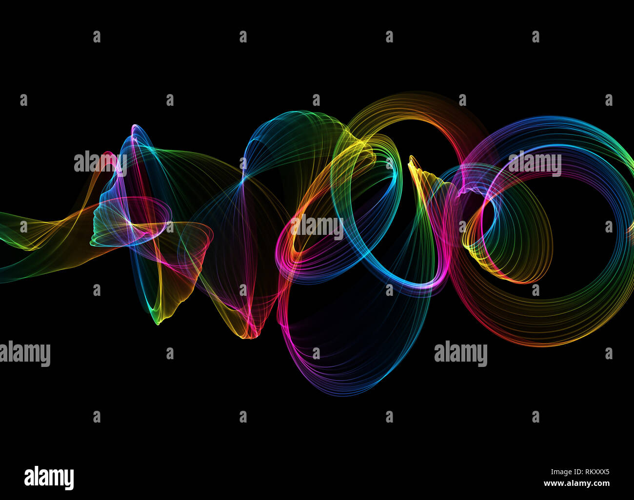 abstract colorful wavy smoke flame over black background Stock Photo ...