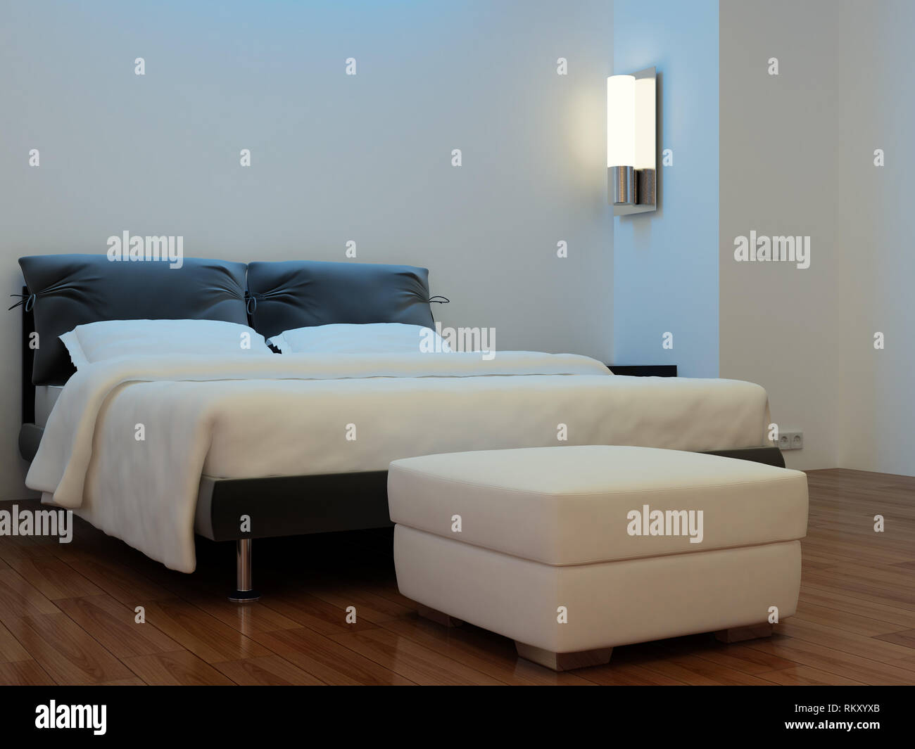 High resolution image interior. A bed in a bedroom Stock Photo - Alamy