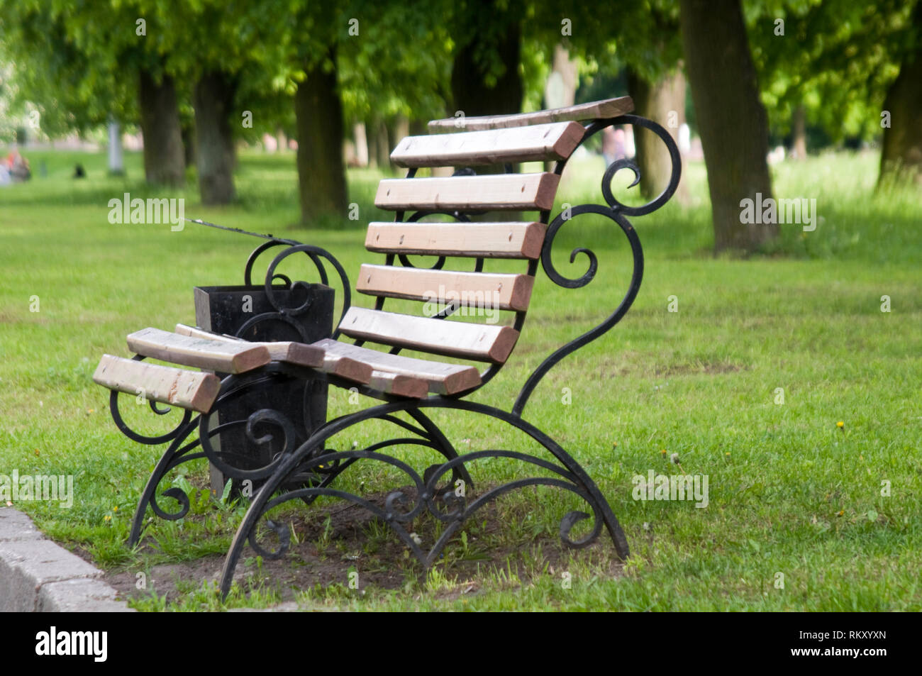 Bench in park of a city of Kaliningrad Stock Photo - Alamy