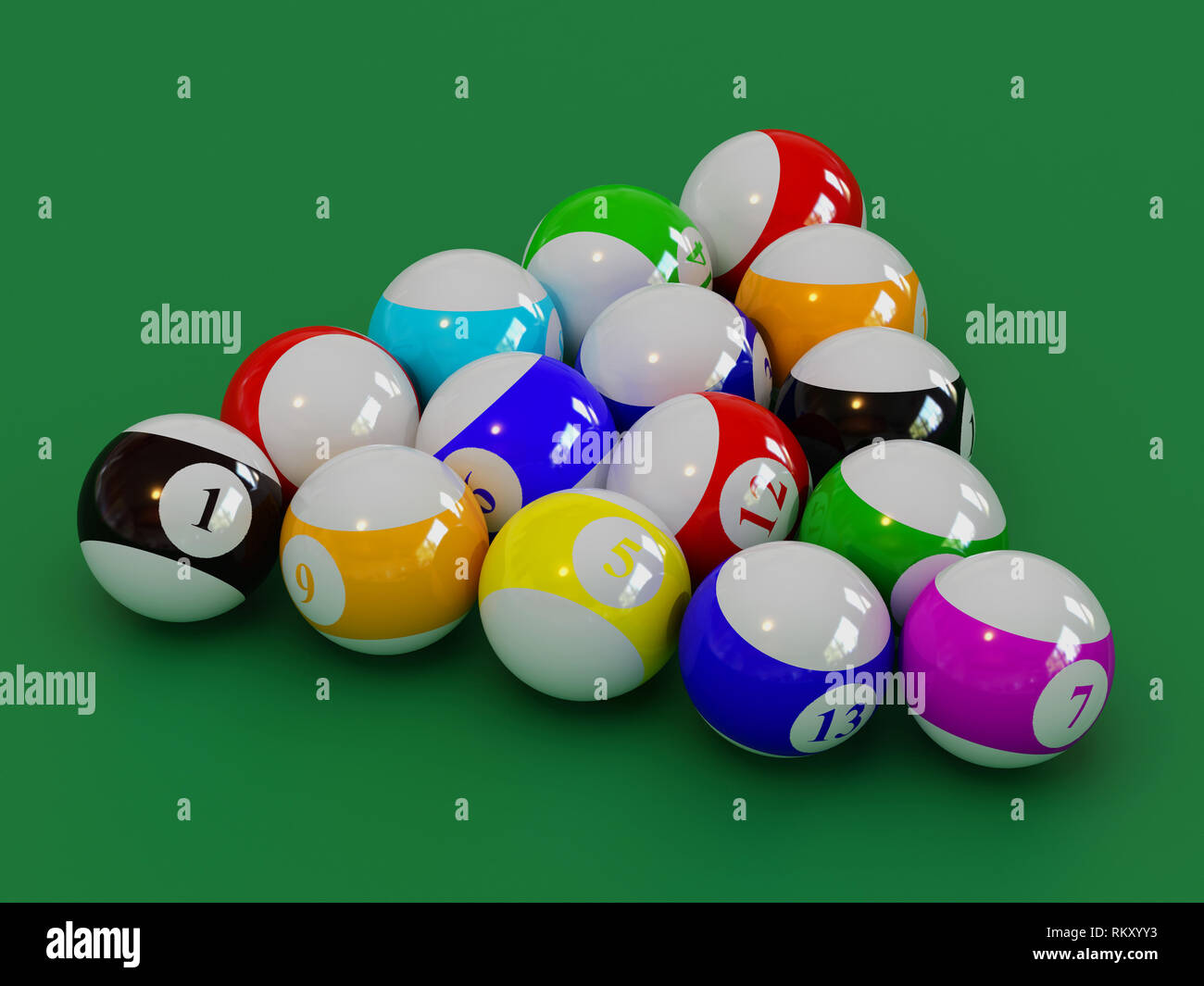 High resolution image billiard table. 3d illustration. Green background ...