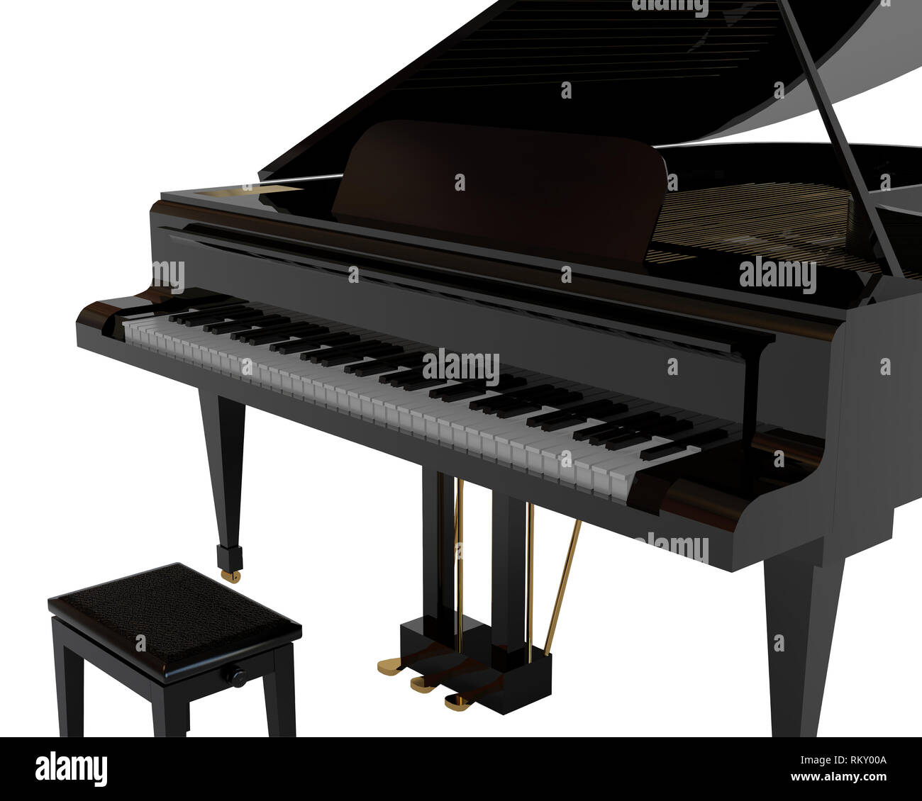 Black piano. High resolution image. 3d illustration Stock Photo - Alamy
