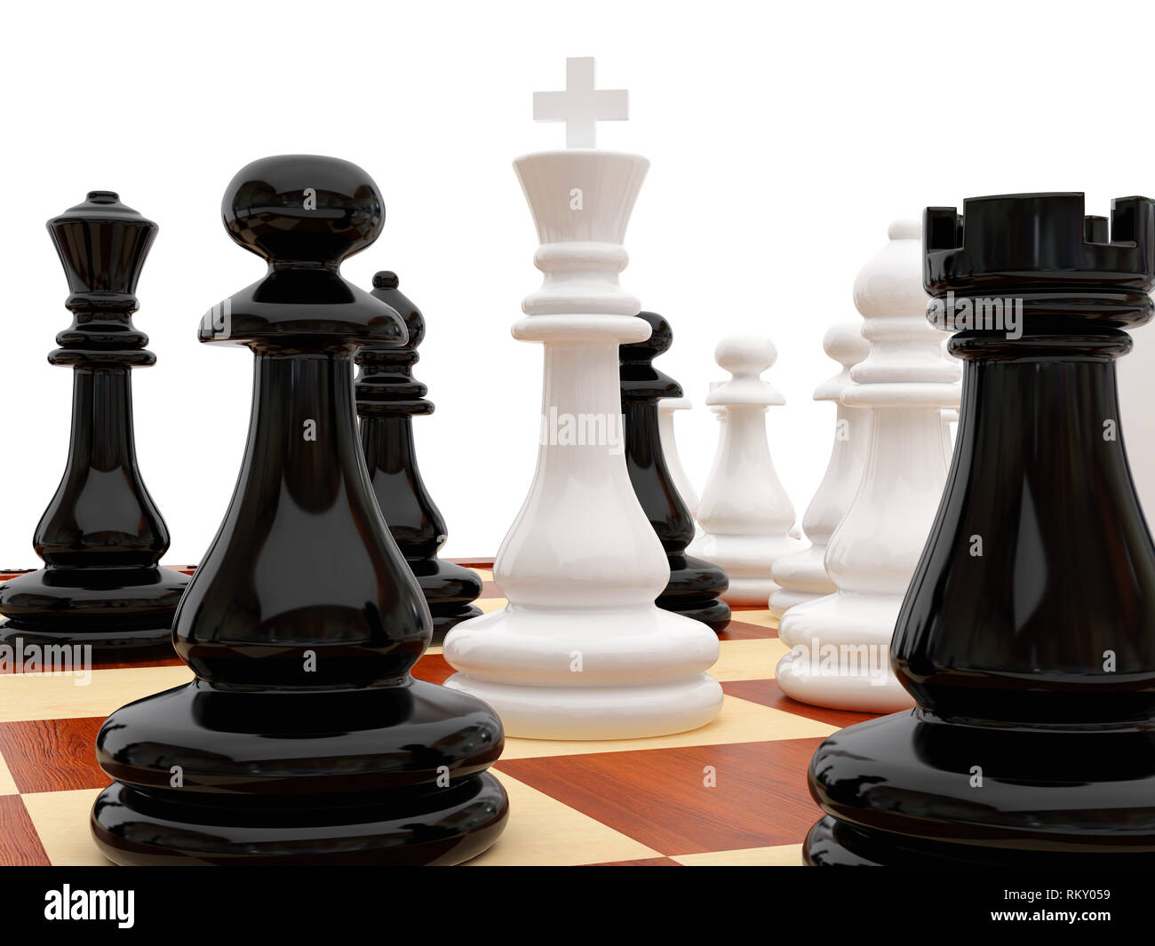 High resolution image chess on a white background. 3d illustration ...