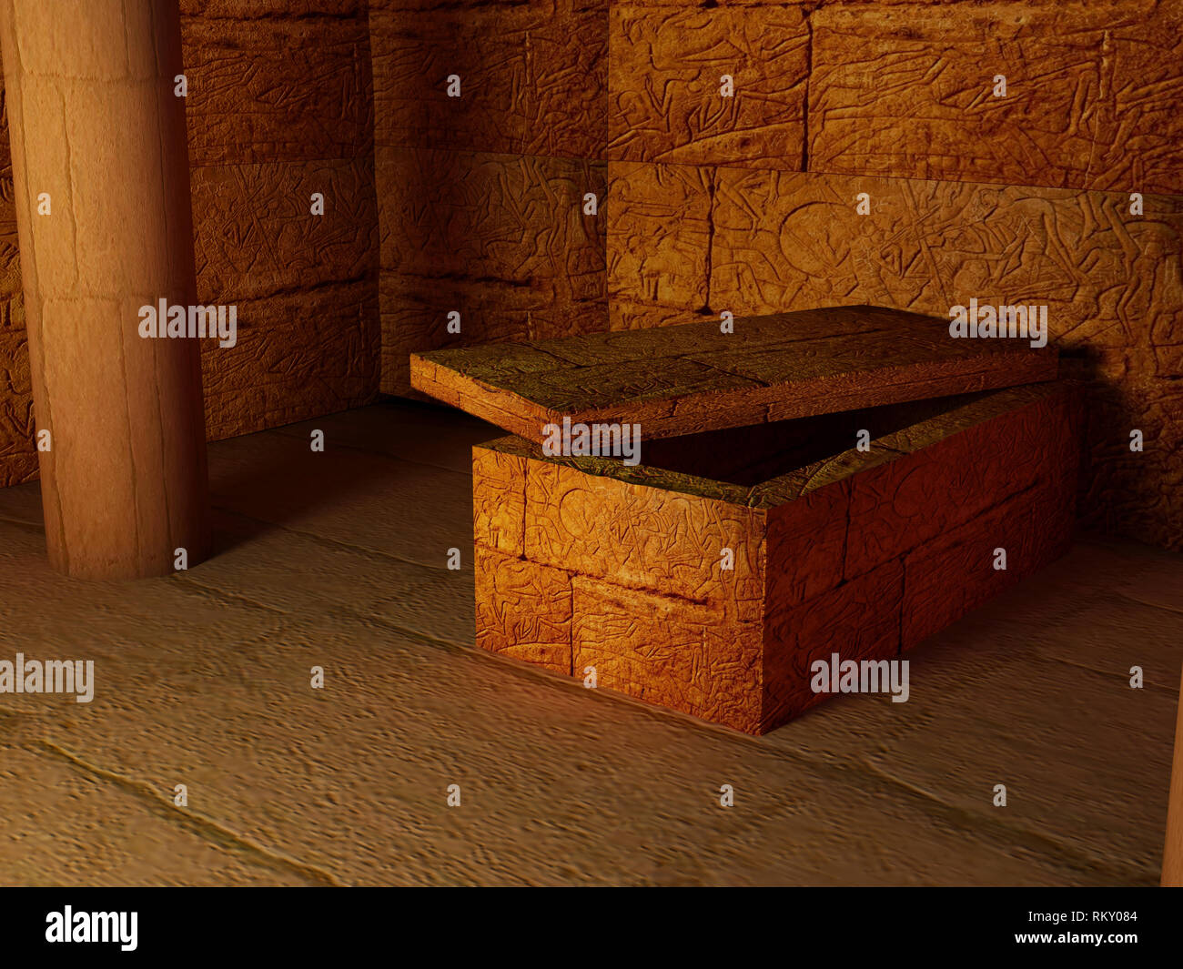 High resolution image interior pyramid. Egyptian room inside an ...