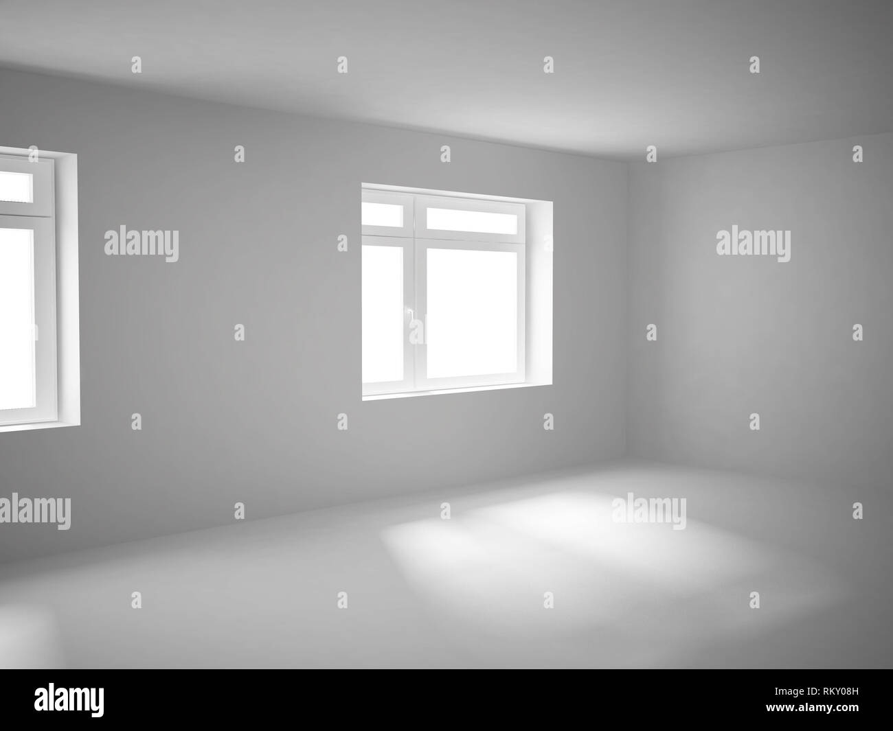 High resolution image interior. 3d illustration. The white, shined room ...