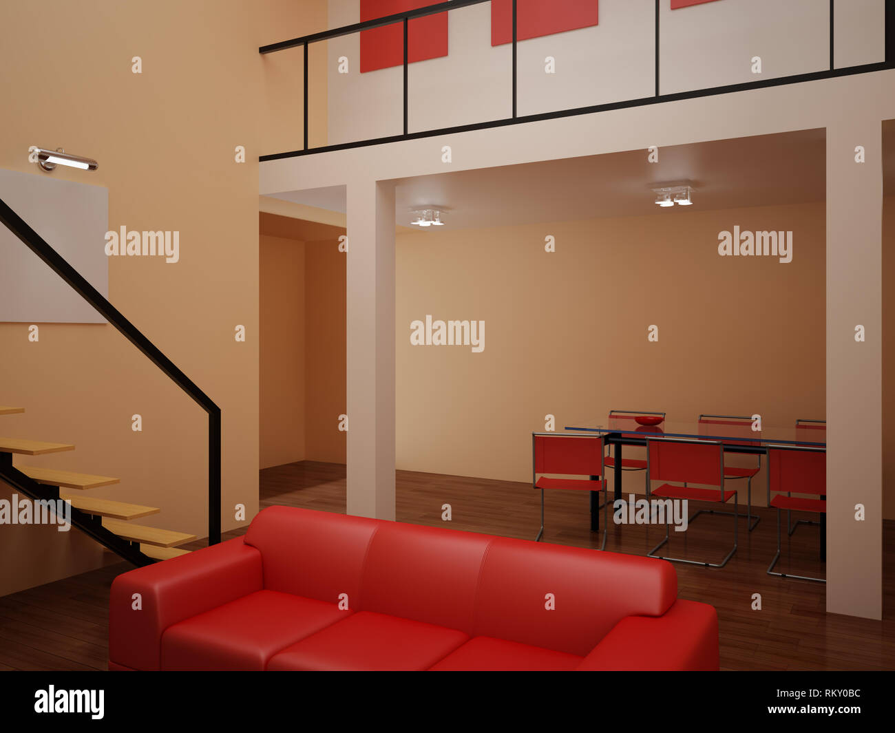 High resolution image interior. 3d illustration modern interior. Living ...