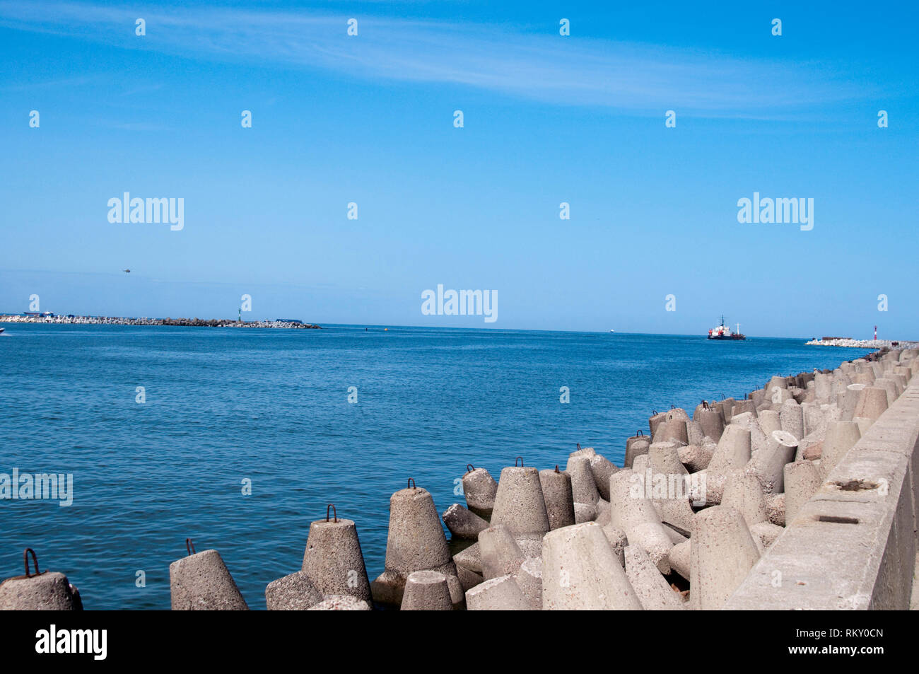 High resolution image. Wave absorber. Coast of Baltic sea Stock Photo ...
