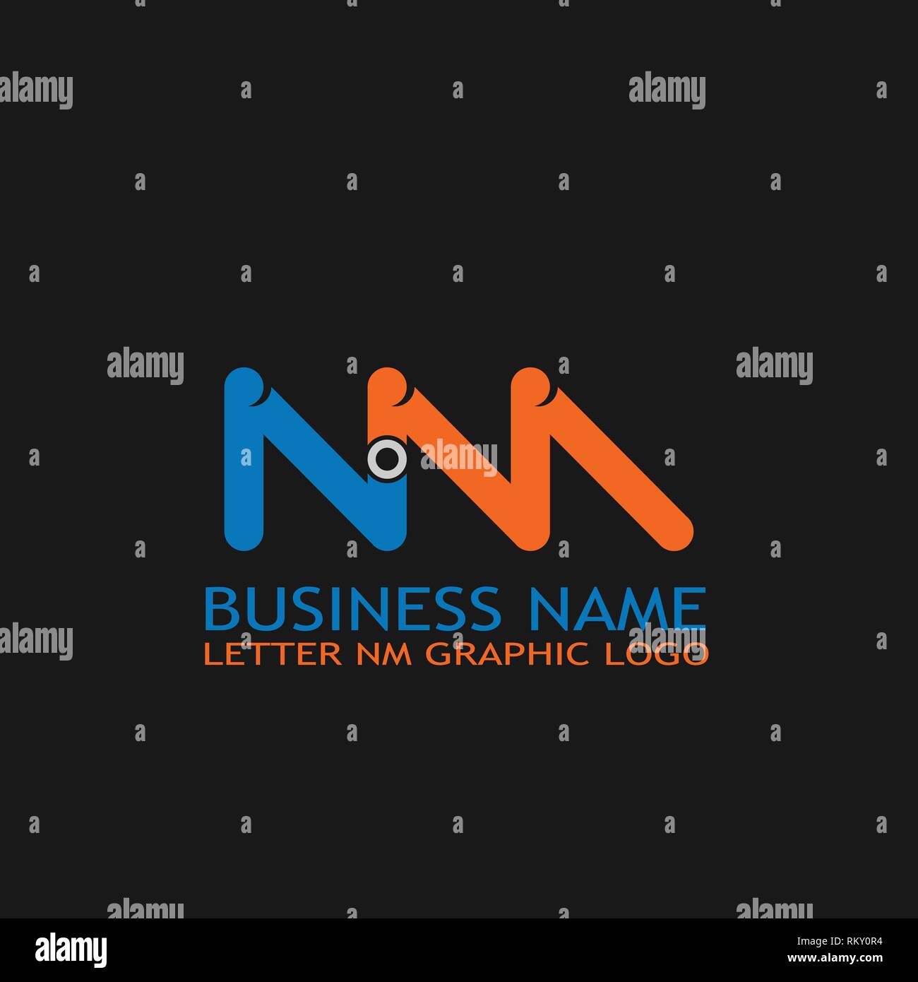 Letter NM graphic logo template, NM letter logo with blue orange color ...