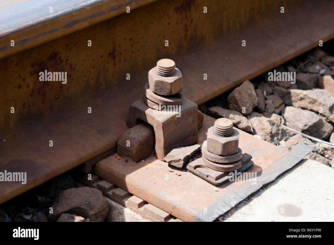 High resolution image cross ties. Fastening of a railway way Stock ...