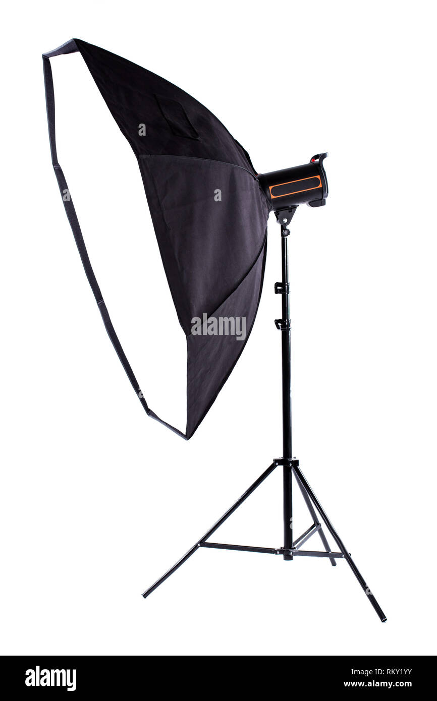 Studio light on stand isolated on white background Stock Photo - Alamy