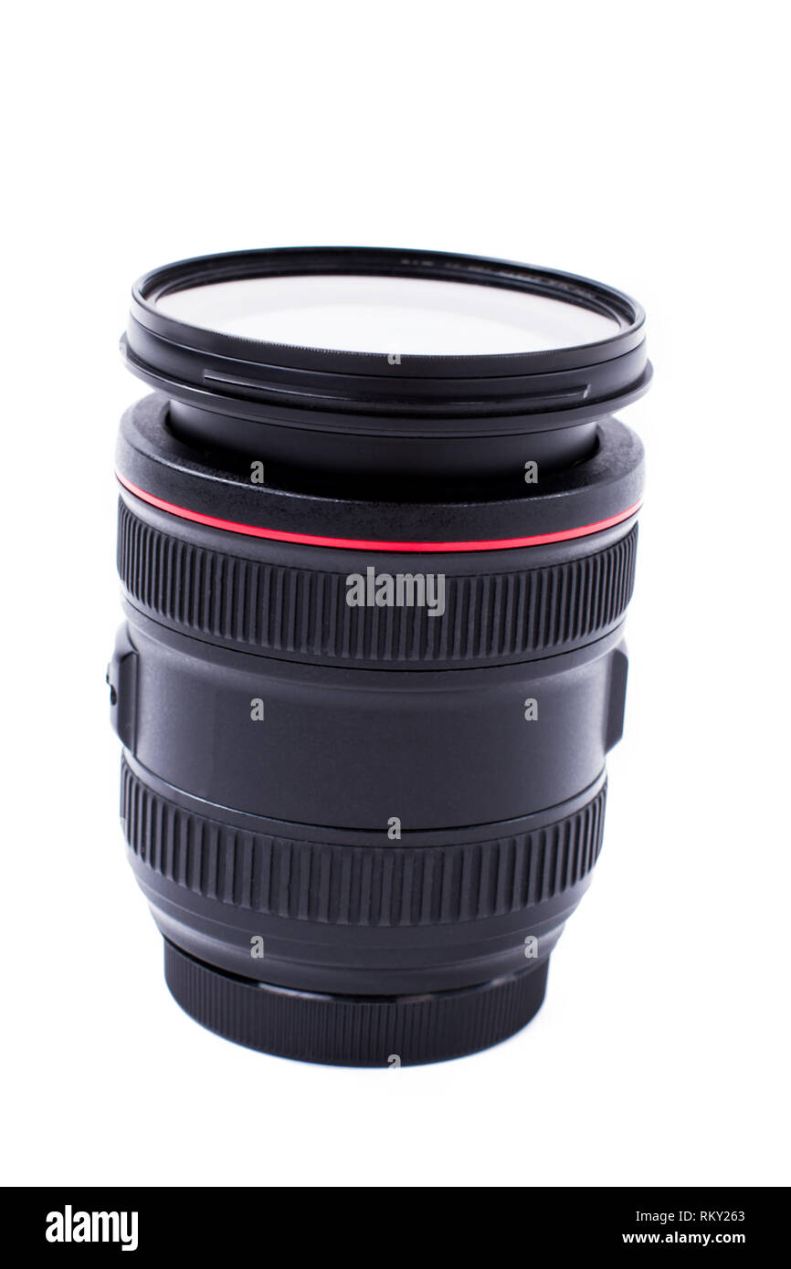 Camera lens isolated on white background Stock Photo - Alamy