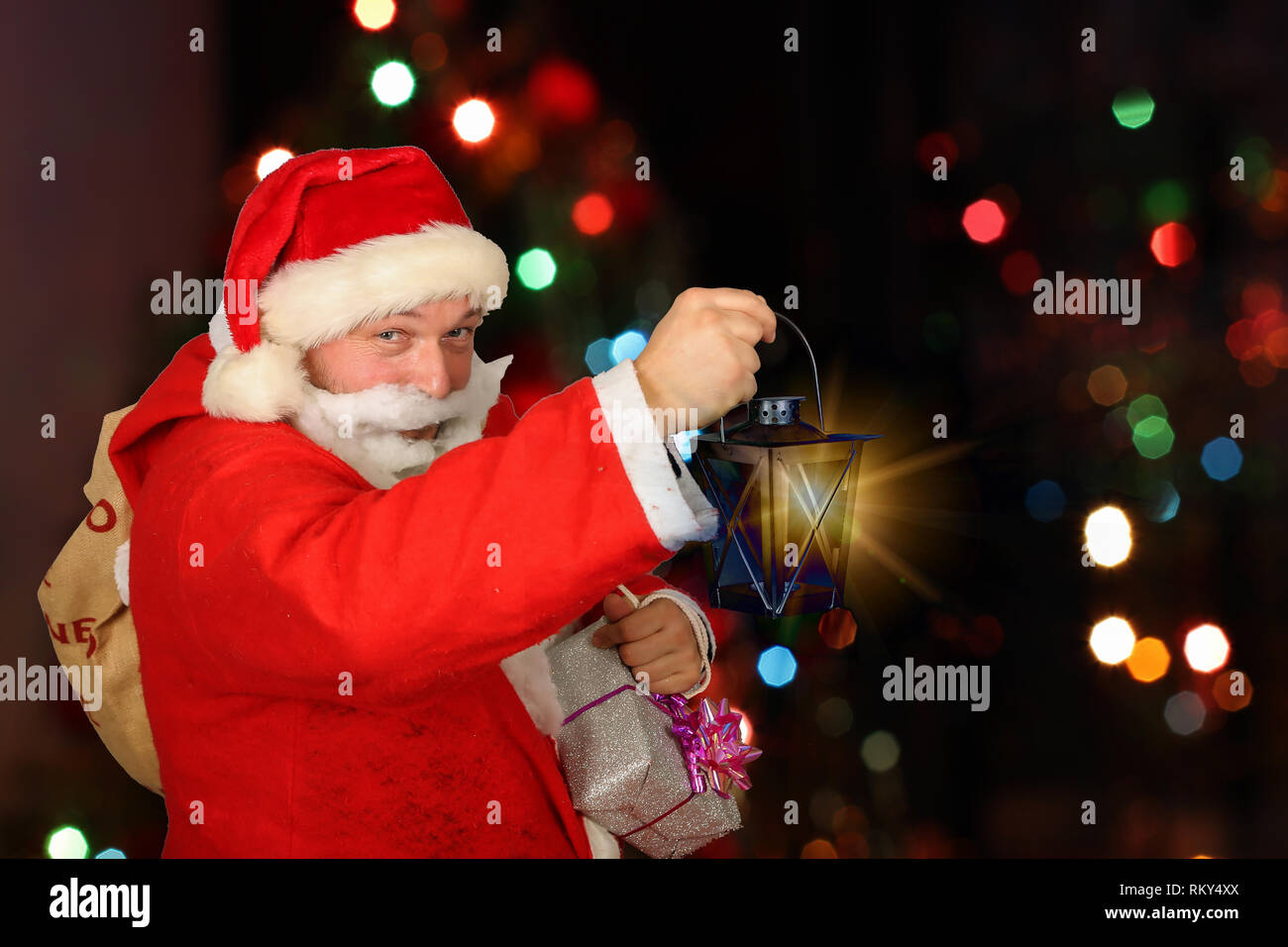 Funny Santa Claus have a fun Stock Photo - Alamy