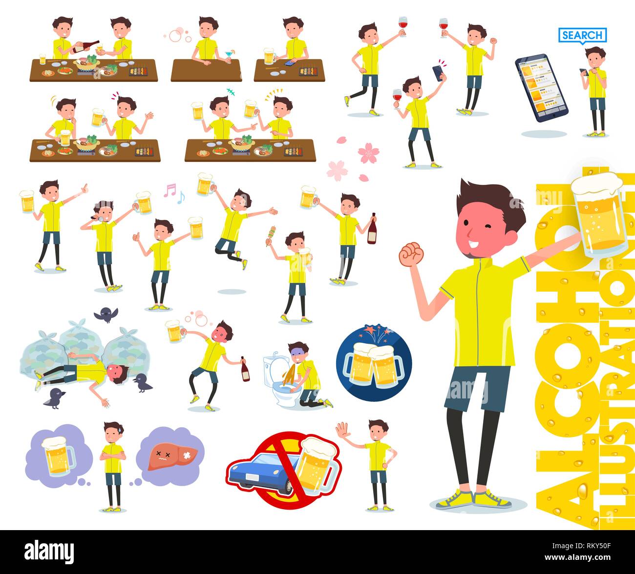 Man drinking beer in car Stock Vector Images - Alamy