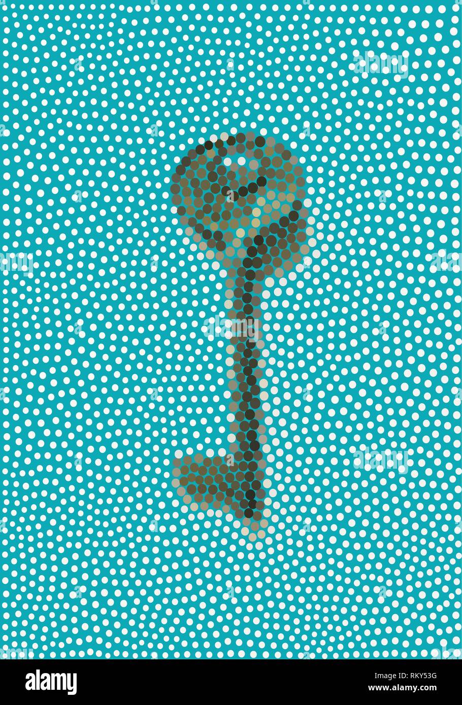 Key in dots vector illustration on a turquoise blue background Stock ...