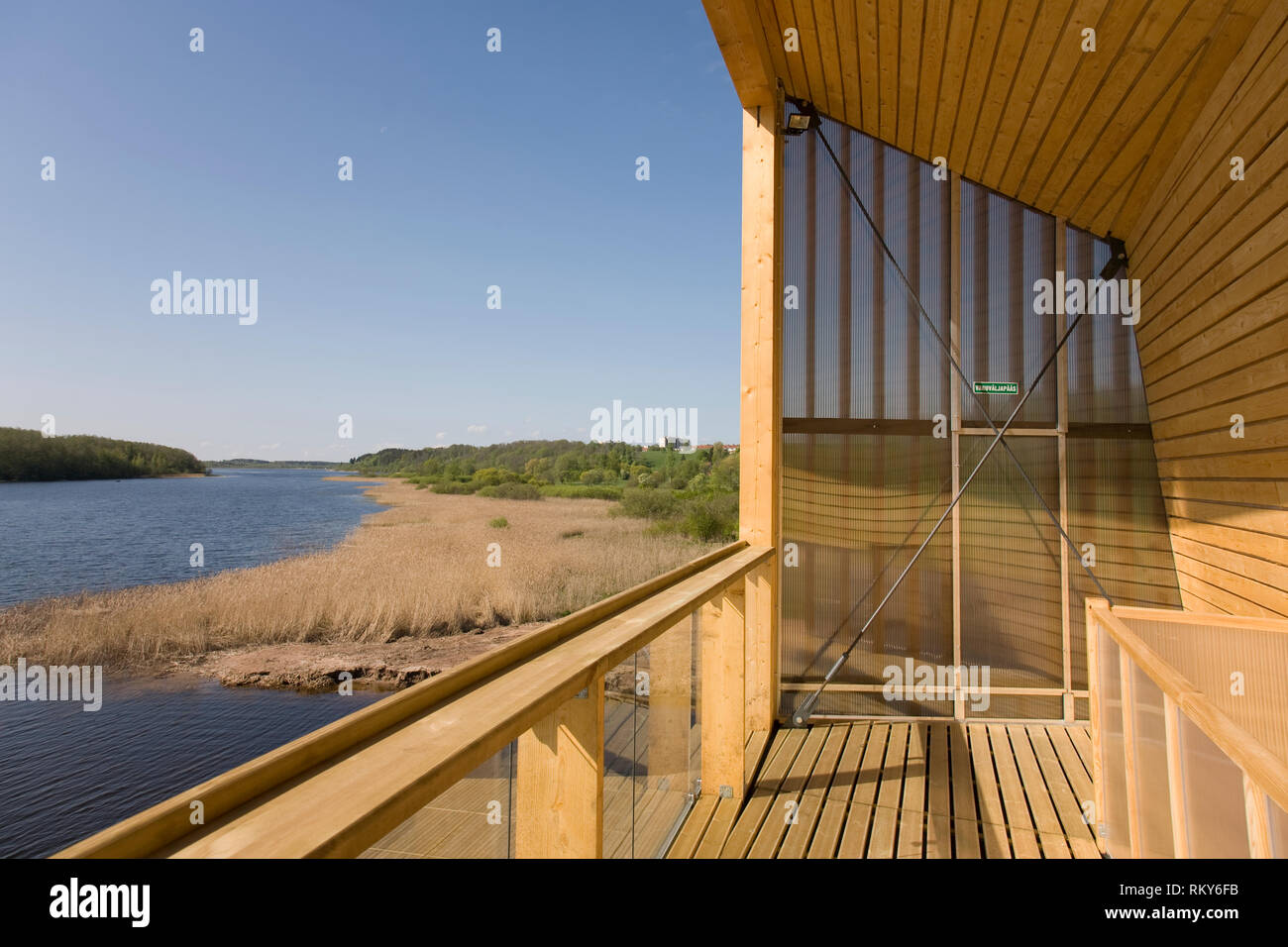 Lakeside Building And Dock Stock Photo - Alamy