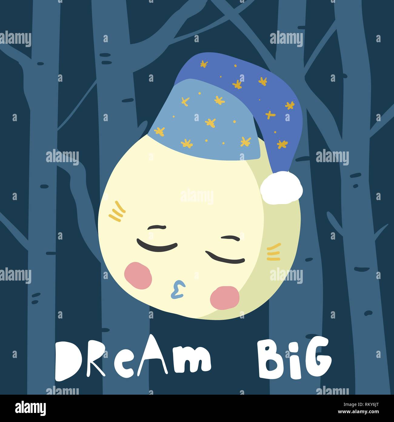 Cute cartoon sleeping moon Stock Vector Image & Art - Alamy