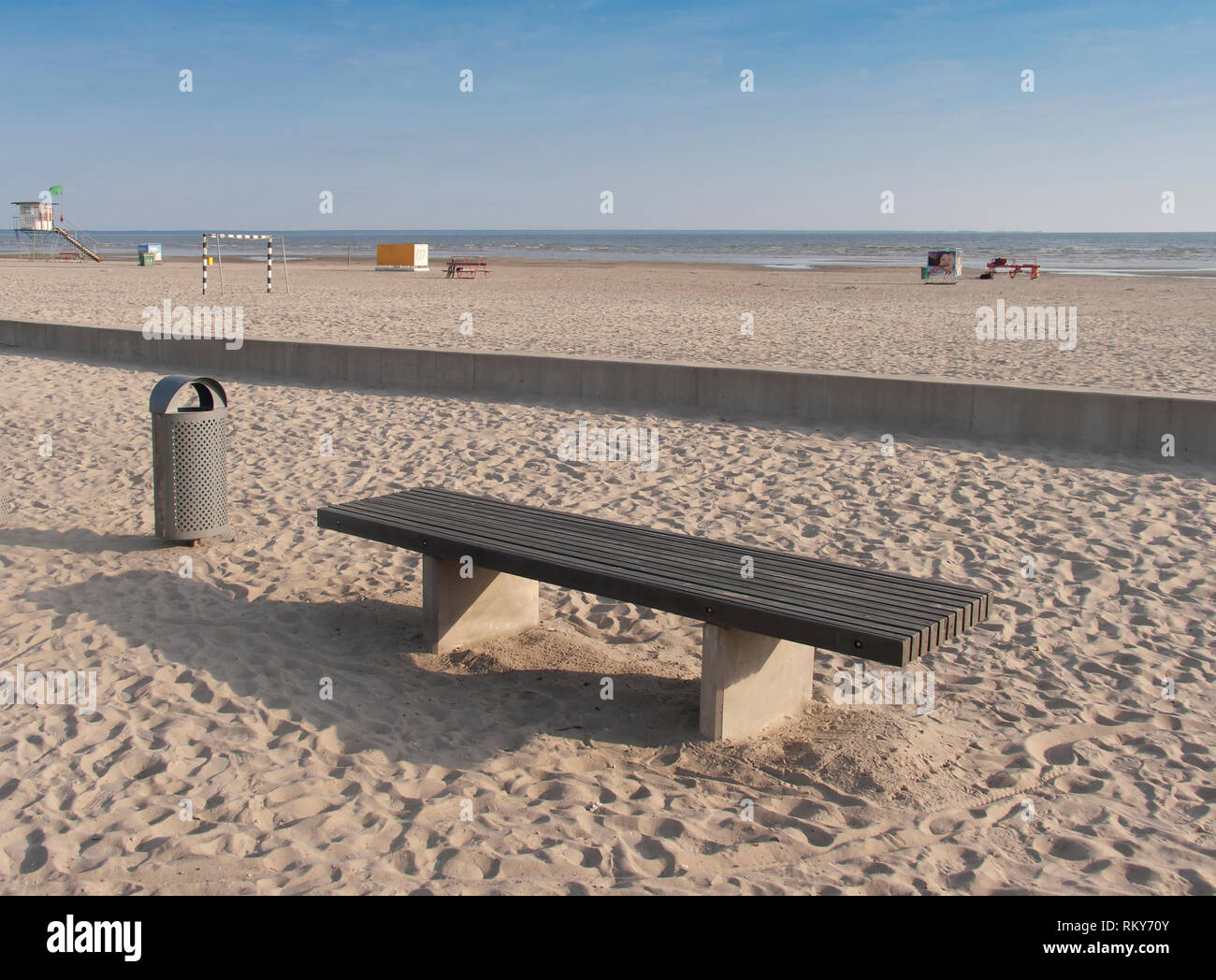 Bench on the Beach Stock Photo - Alamy
