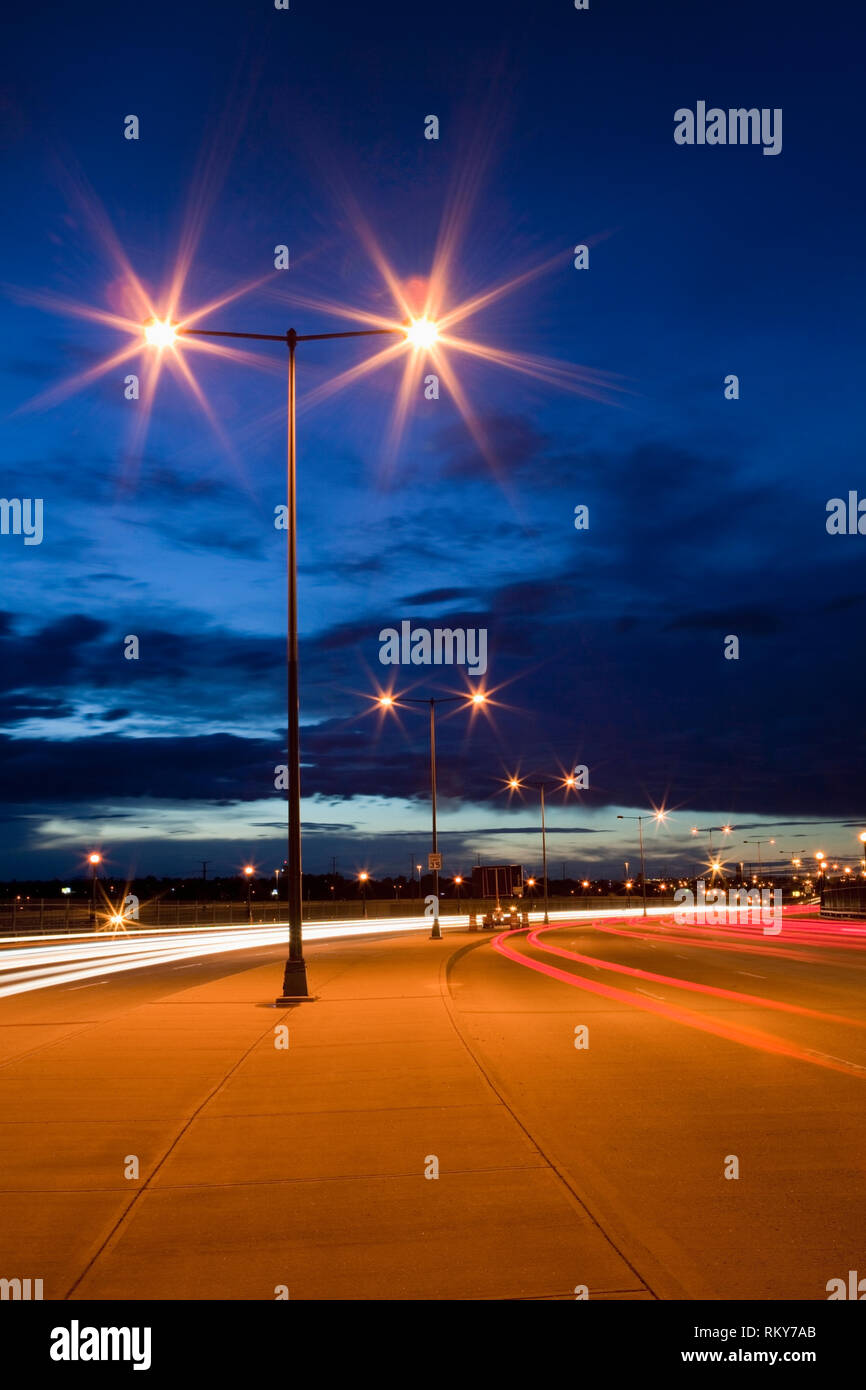 Street Lights and Traffic at Dusk Stock Photo - Alamy